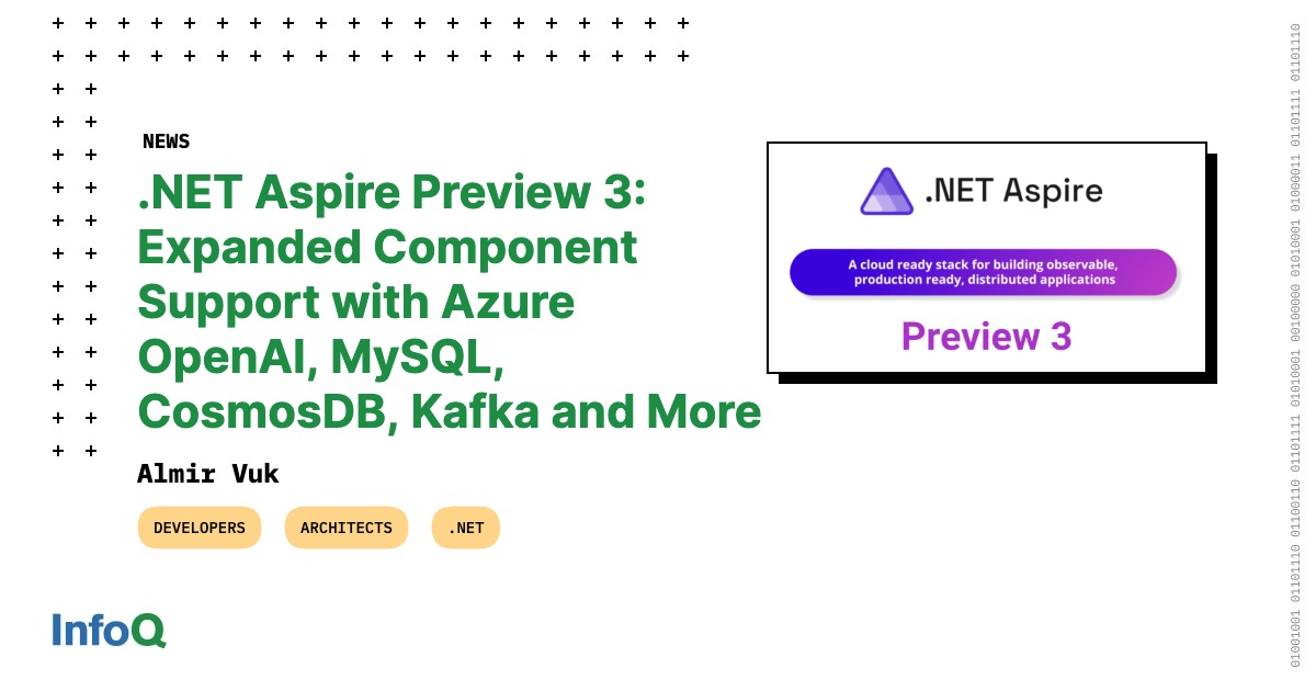 .NET Aspire Preview 3: rozszerzona obsługa komponentów z Azure OpenAI, MySQL, CosmosDB, Kafka i ...